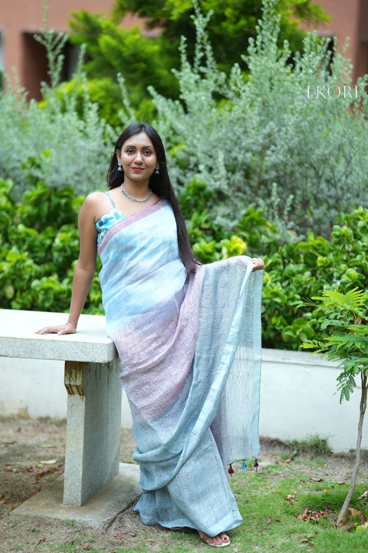 HeerAsmani Linen (Saree) – Ekori