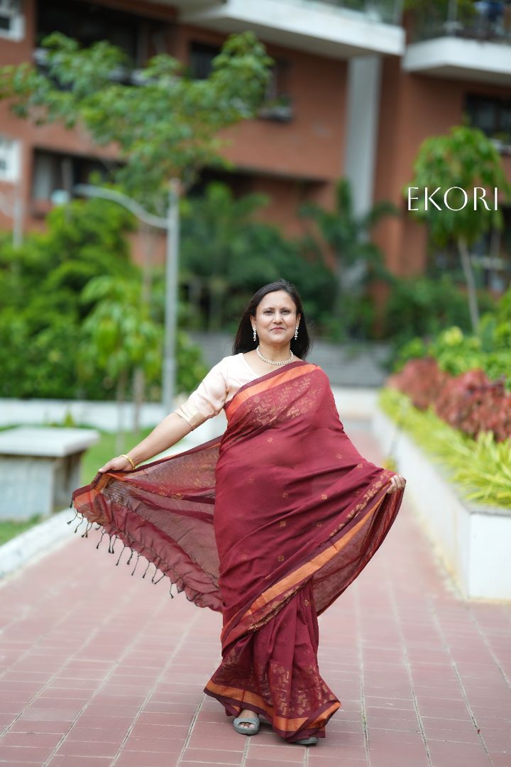 Shiny Maroon (Saree) – Ekori
