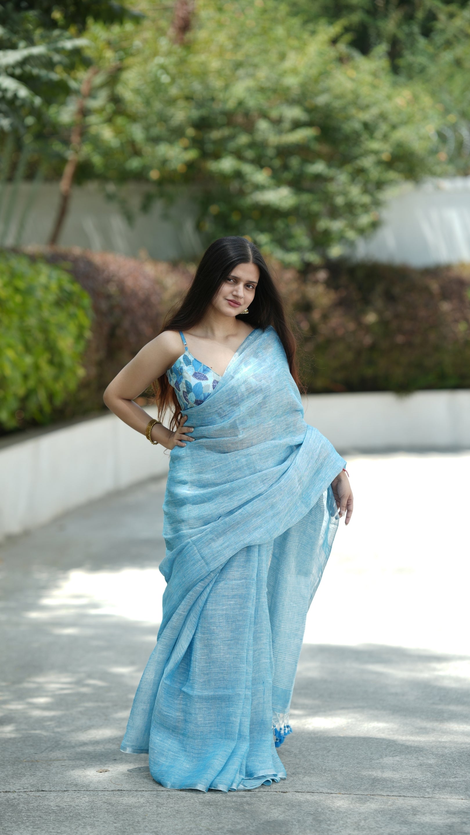 Firoza Neer Linen (Saree) – Ekori